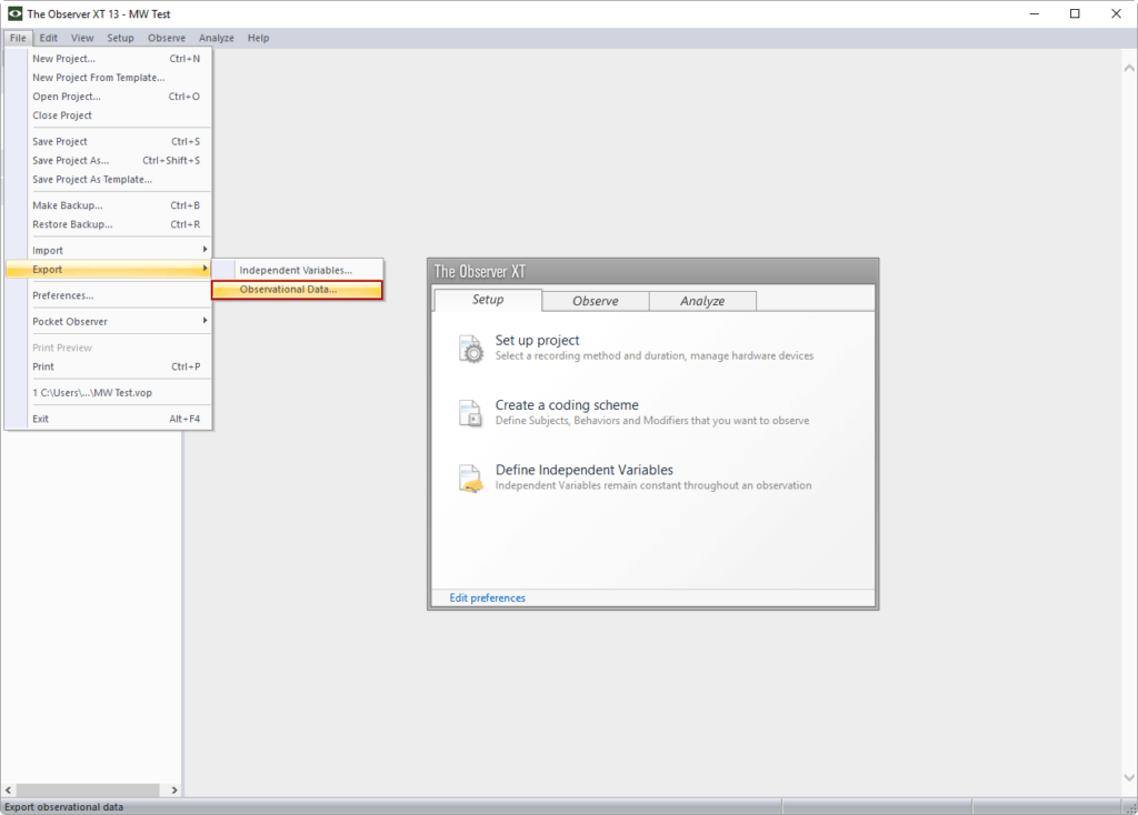 KB0076: Analysis Using Observational Data From Noldus Observer XT – MindWare Technologies Support