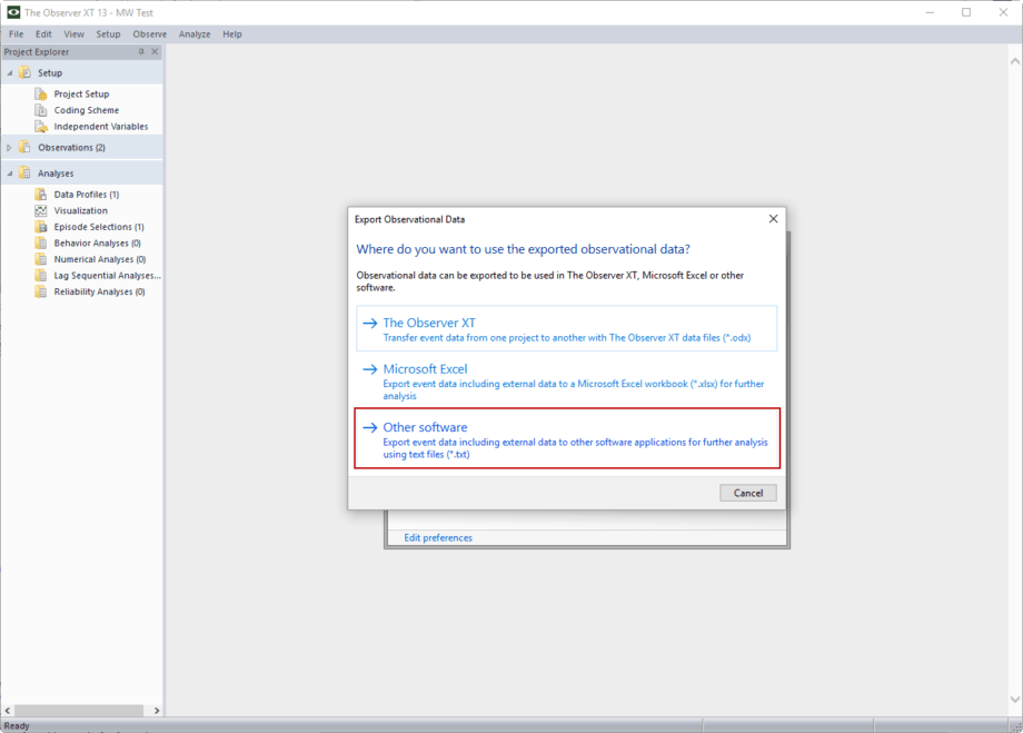 KB0076: Analysis Using Observational Data From Noldus Observer XT ...